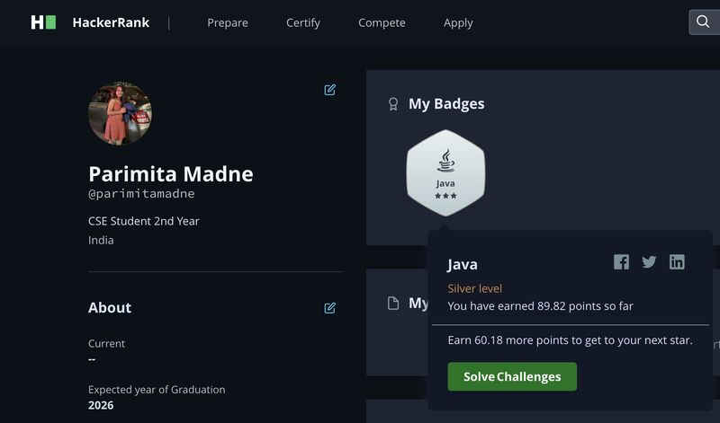 Parimita Madne on LinkedIn: #hackerrank #java #codingjourney # ... Parimita Madne on LinkedIn: #hackerrank #java #codingjourney # ...