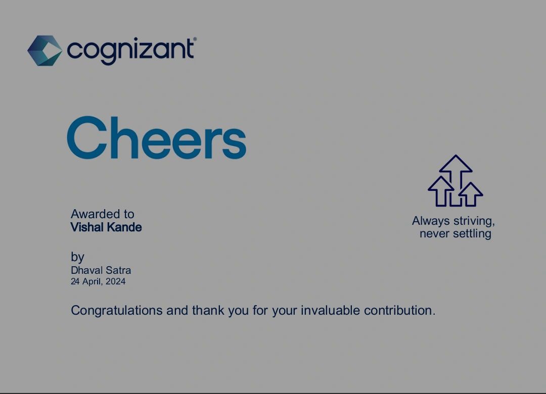 Vishal Kande on LinkedIn: #cognizant #cognizant #cheers # ... Vishal Kande on LinkedIn: #cognizant #cognizant #cheers # ...