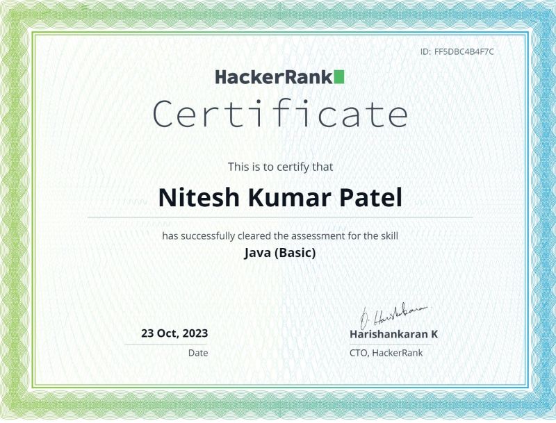 Nitesh Patel on LinkedIn: #java #programming #certificate Nitesh Patel on LinkedIn: #java #programming #certificate