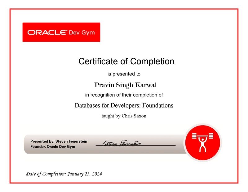 Pravin B. Singh R. Karwal on LinkedIn: #database #sql #oracle #sqldatabase Pravin B. Singh R. Karwal on LinkedIn: #database #sql #oracle #sqldatabase