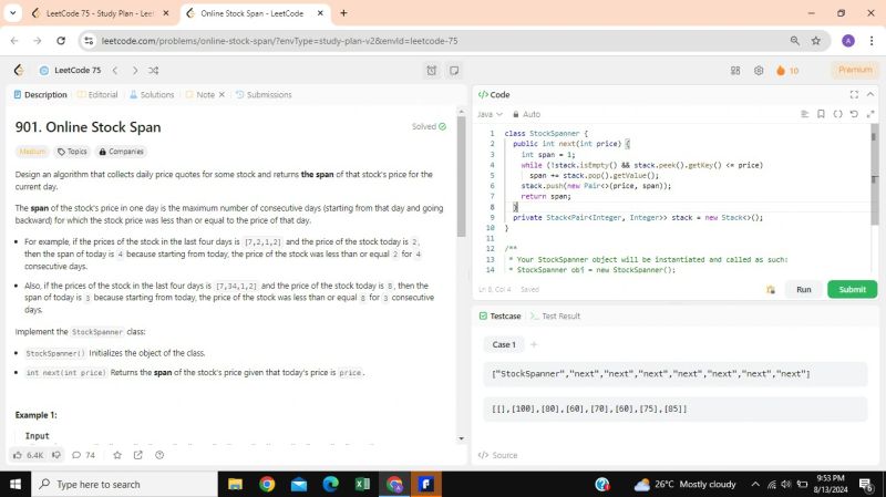 Anshu Kumar on LinkedIn: Day 36 🔗 Leetcode 75 day challenge 901. online ... Anshu Kumar on LinkedIn: Day 36 🔗 Leetcode 75 day challenge 901. online ...