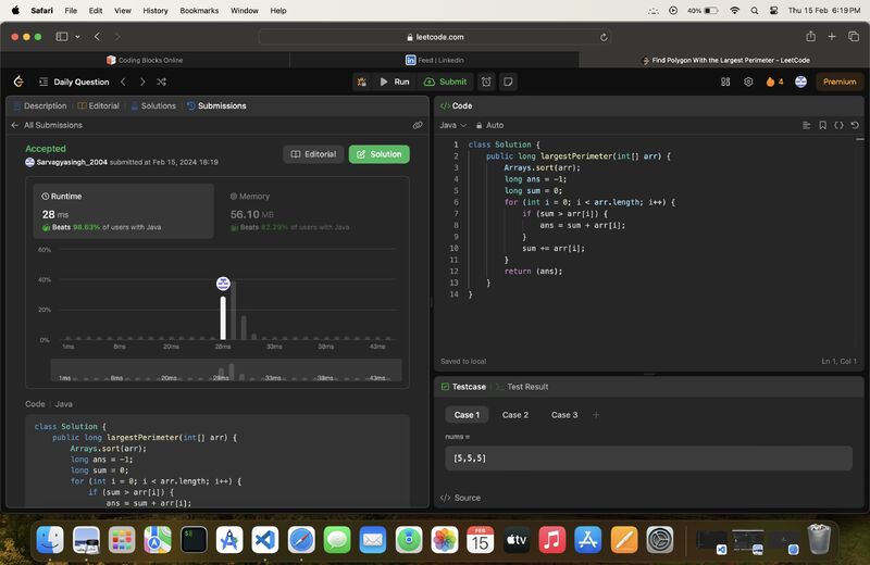 Resolved LeetCode problem: Polygon with Largest Perimeter | Sarvagya ... Resolved LeetCode problem: Polygon with Largest Perimeter | Sarvagya ...
