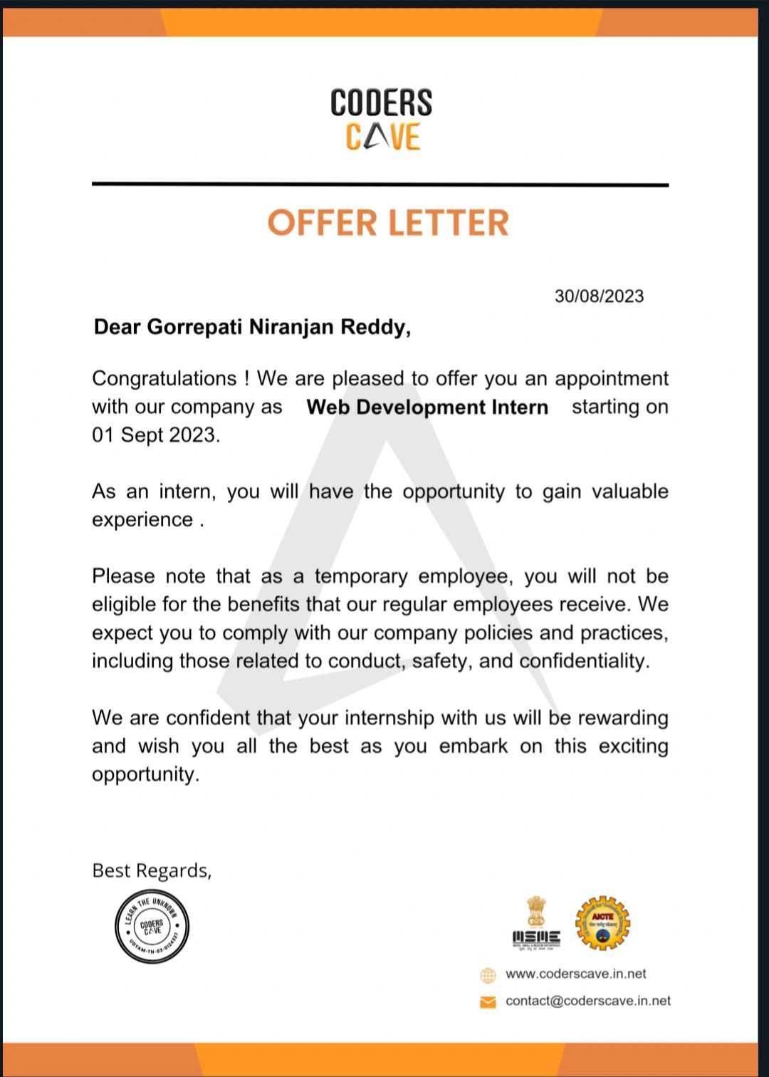 G.NIRANJAN REDDY on LinkedIn: #coderscave #webdeveloper #internship G.NIRANJAN REDDY on LinkedIn: #coderscave #webdeveloper #internship