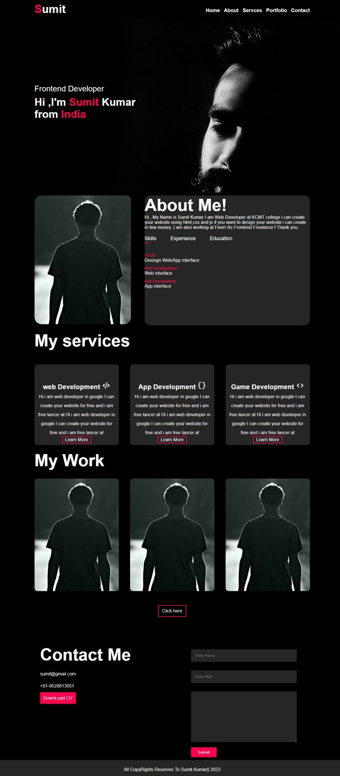 One Page Website Developed By Me Using Html5,Css3 and Javascript ... One Page Website Developed By Me Using Html5,Css3 and Javascript ...