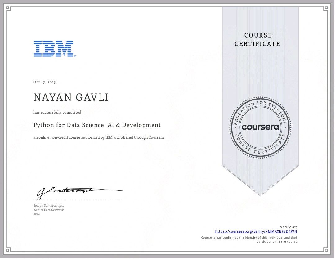 Nayan Gavli on LinkedIn: #python #datascience #ai #ibm Nayan Gavli on LinkedIn: #python #datascience #ai #ibm