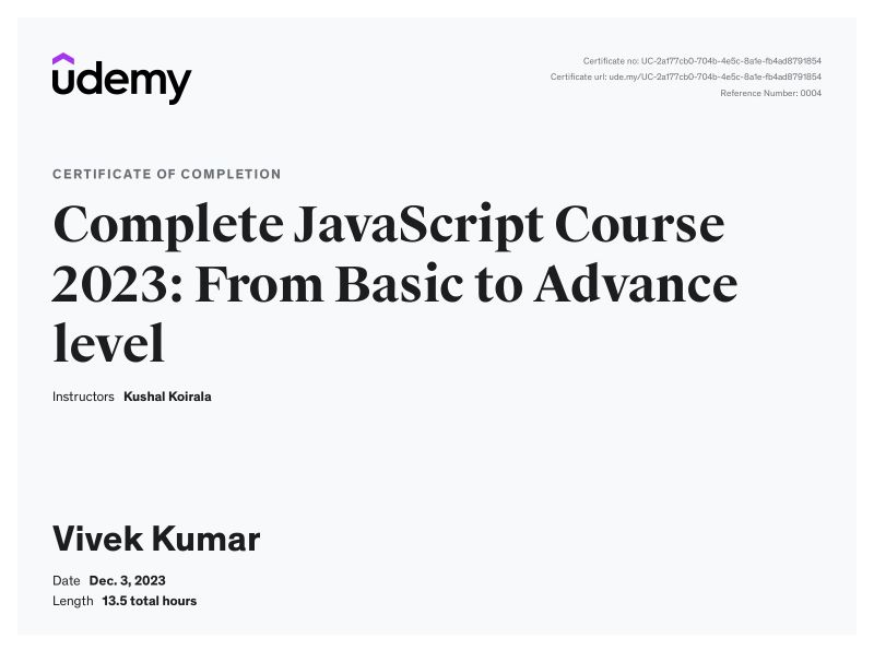 Vivek Kumar on LinkedIn: #javascript #udemy Vivek Kumar on LinkedIn: #javascript #udemy