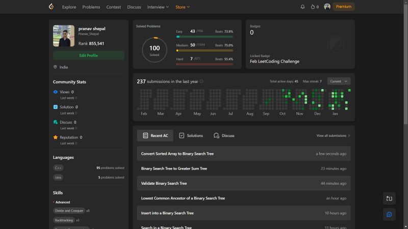Pranav Shepal on LinkedIn: #leetcode #codingmilestone ... Pranav Shepal on LinkedIn: #leetcode #codingmilestone ...
