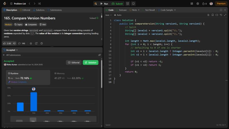 Day 32 of LeetCode: Compare Version Numbers | Rishu Kumar posted on the ... Day 32 of LeetCode: Compare Version Numbers | Rishu Kumar posted on the ...