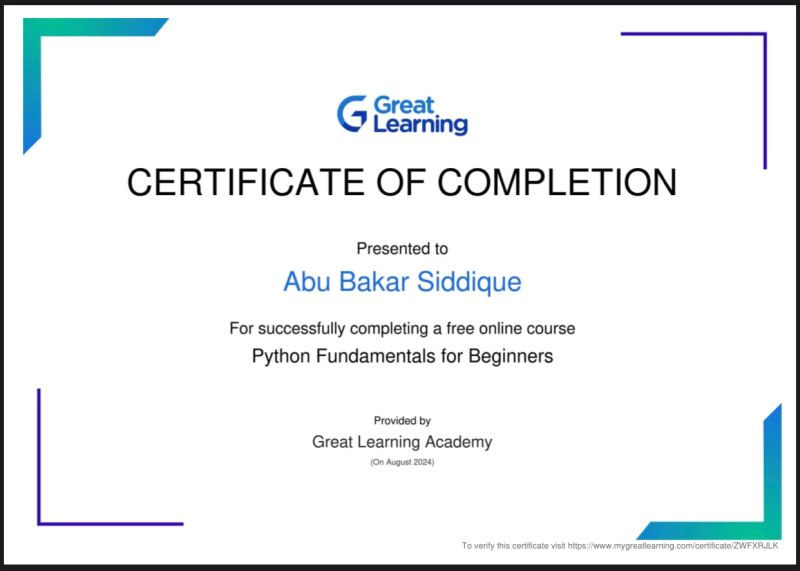 Abu Bakar Siddique on LinkedIn: #python #learning #coding #programming Abu Bakar Siddique on LinkedIn: #python #learning #coding #programming