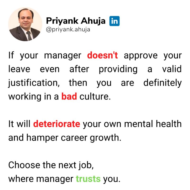 Priyank Ahuja on LinkedIn: Choose the next job, where manager trusts ... Priyank Ahuja on LinkedIn: Choose the next job, where manager trusts ...