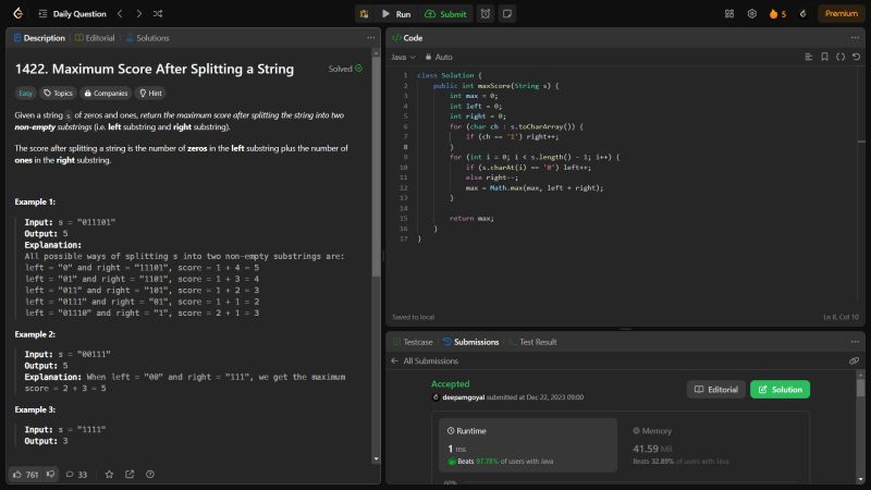 Day 80 of #100DaysOfCode: splitting zeros and ones | Deepam Goyal ... Day 80 of #100DaysOfCode: splitting zeros and ones | Deepam Goyal ...