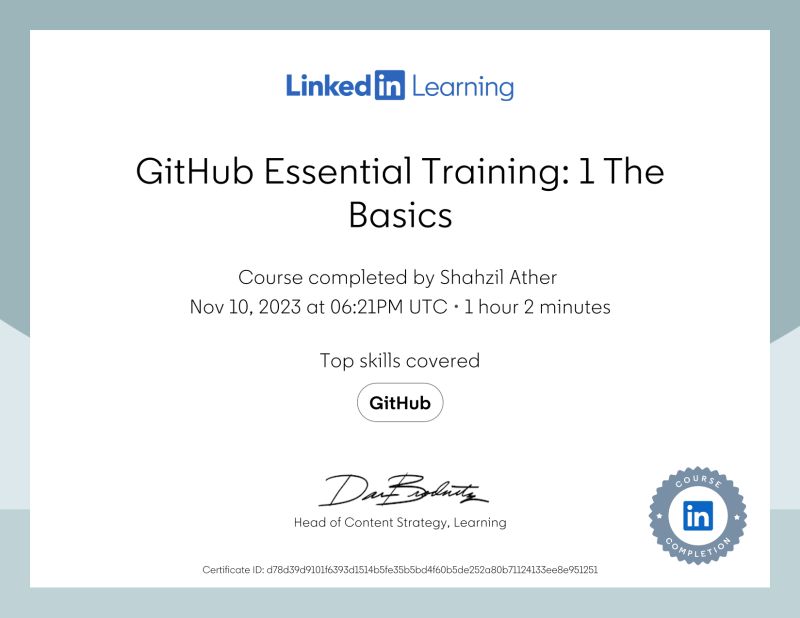 Shahzil Ather on LinkedIn: Certificate of Completion Shahzil Ather on LinkedIn: Certificate of Completion