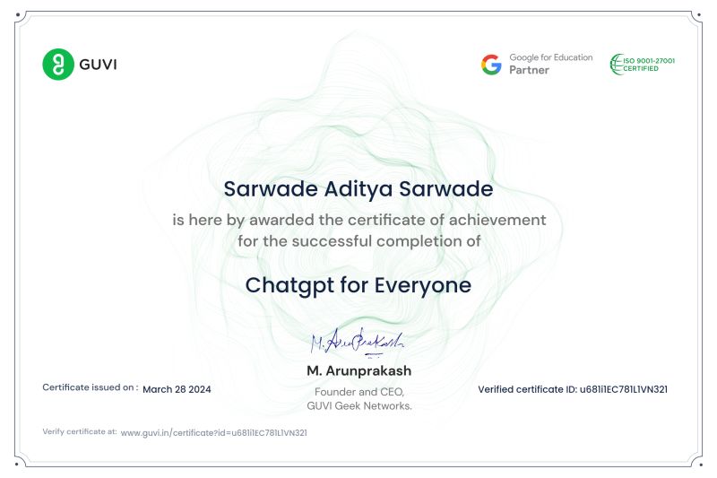 Aditya Sarwade on LinkedIn: #guvi #chatgpt Aditya Sarwade on LinkedIn: #guvi #chatgpt