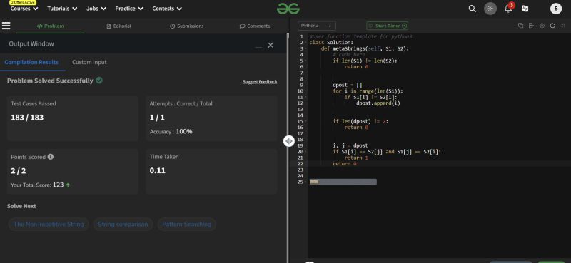 Day 21 of #DSA: Meta Strings Problem Solved | Sumit G posted on the ... Day 21 of #DSA: Meta Strings Problem Solved | Sumit G posted on the ...