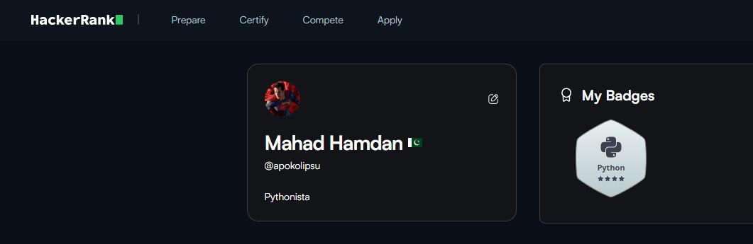 Mahad Ahmad on LinkedIn: Just leveled up in my Python journey! Secured ... Mahad Ahmad on LinkedIn: Just leveled up in my Python journey! Secured ...