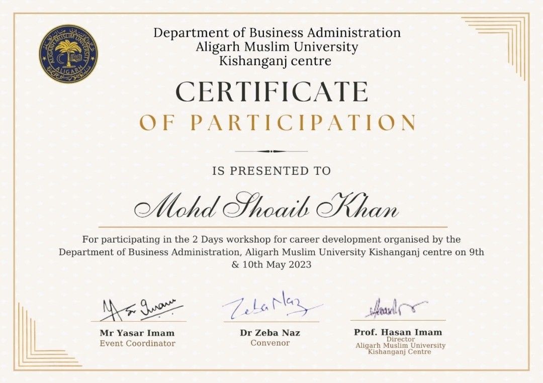 Mohd Shoaib Khan on LinkedIn: Dear Connection I got Certificate of ... Mohd Shoaib Khan on LinkedIn: Dear Connection I got Certificate of ...
