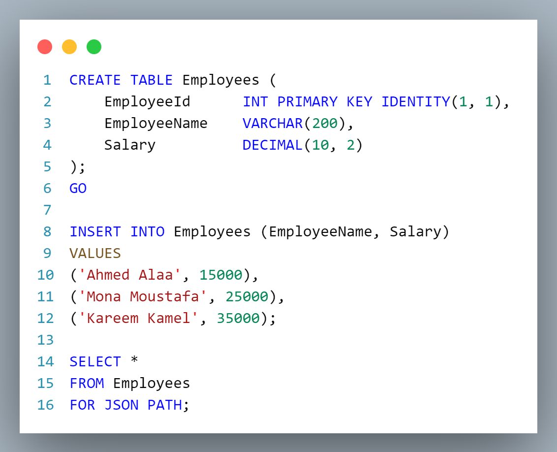 Exporting Query Results as JSON in SQL Server. | Abdallah El Ghamry Exporting Query Results as JSON in SQL Server. | Abdallah El Ghamry