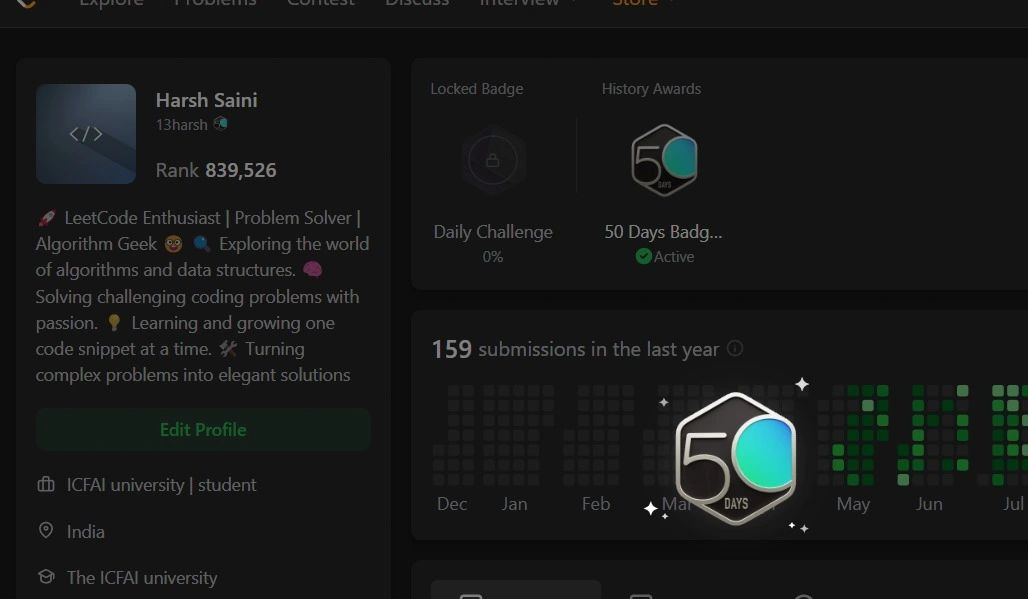 Harsh Saini on LinkedIn: #codingjourney #leetcode #achievementunlocked Harsh Saini on LinkedIn: #codingjourney #leetcode #achievementunlocked