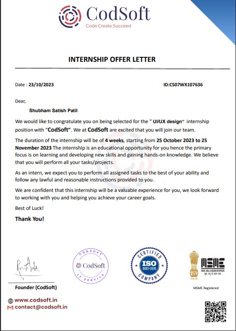 Shubham Patil on LinkedIn: #uiux #designinternship #userexperience #codsoft Shubham Patil on LinkedIn: #uiux #designinternship #userexperience #codsoft