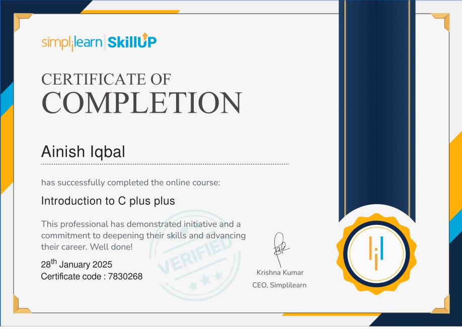 Ainish Iqbal on LinkedIn: #cplusplus #coding #learning #certification # ... Ainish Iqbal on LinkedIn: #cplusplus #coding #learning #certification # ...