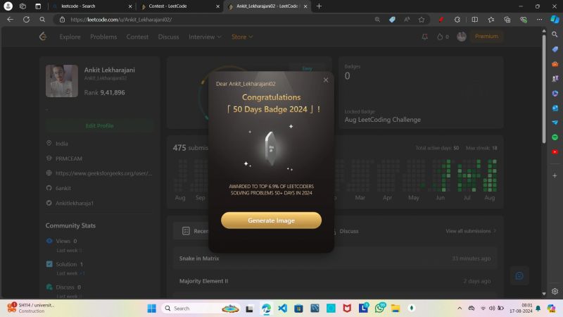 Ankit Lekharajani on LinkedIn: #leetcode #codolio Ankit Lekharajani on LinkedIn: #leetcode #codolio