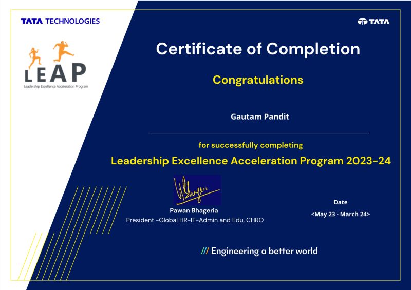 Gautam Pandit on LinkedIn: Completed Leadership Excellence acceleration ... Gautam Pandit on LinkedIn: Completed Leadership Excellence acceleration ...