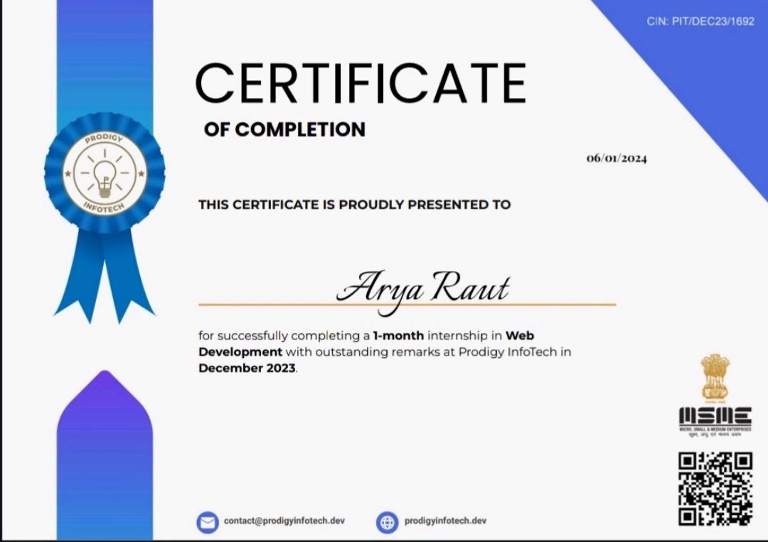 Arya Raut on LinkedIn: #webdevelopment #internshipcomplete # ... Arya Raut on LinkedIn: #webdevelopment #internshipcomplete # ...