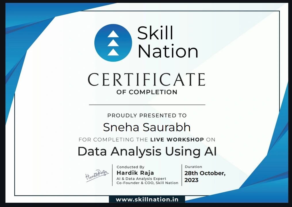 Sneha Saurabh on LinkedIn: #learning #happy #proud #dataanalysisusingai ... Sneha Saurabh on LinkedIn: #learning #happy #proud #dataanalysisusingai ...