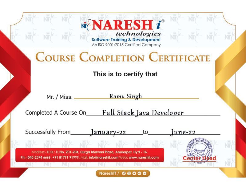 Ramu Singh Lodhi on LinkedIn: #javafullstack #nareshit #java Ramu Singh Lodhi on LinkedIn: #javafullstack #nareshit #java