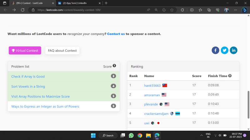 Ajay Soni on LinkedIn: #everyone #leetcode #contest #practice Ajay Soni on LinkedIn: #everyone #leetcode #contest #practice