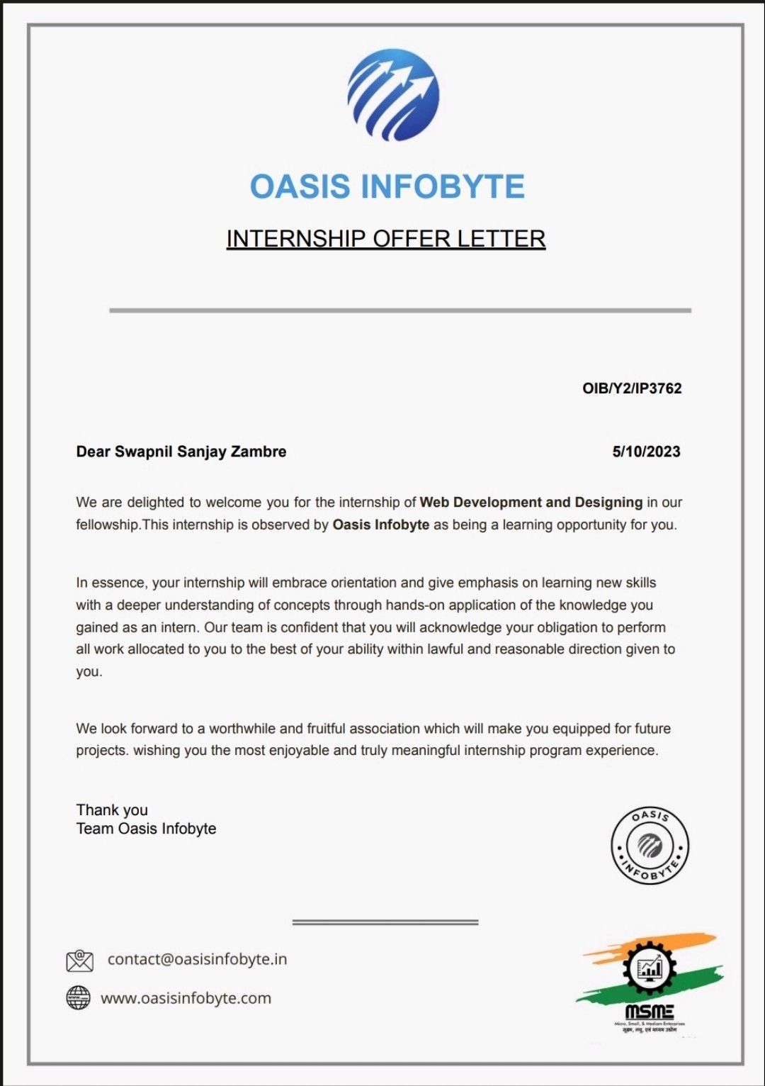 Swapnil Zambre on LinkedIn: #design #webdevelopment #intern #oasisinfobyte Swapnil Zambre on LinkedIn: #design #webdevelopment #intern #oasisinfobyte