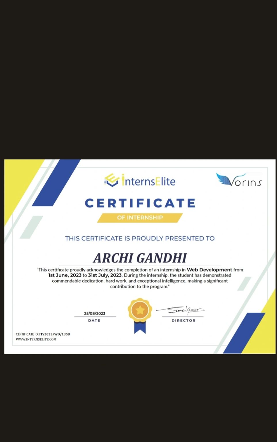 Archi Gandhi on LinkedIn: #internship #certificateofcompletion # ... Archi Gandhi on LinkedIn: #internship #certificateofcompletion # ...