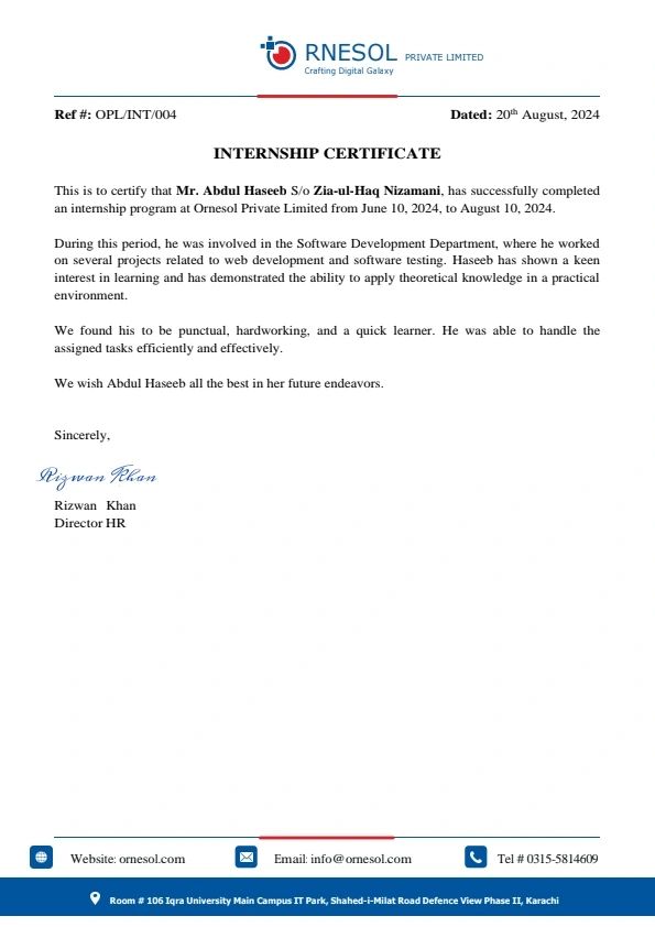 Abdul haseeb Nizamani on LinkedIn: #internship #softwaredevelopment # ... Abdul haseeb Nizamani on LinkedIn: #internship #softwaredevelopment # ...