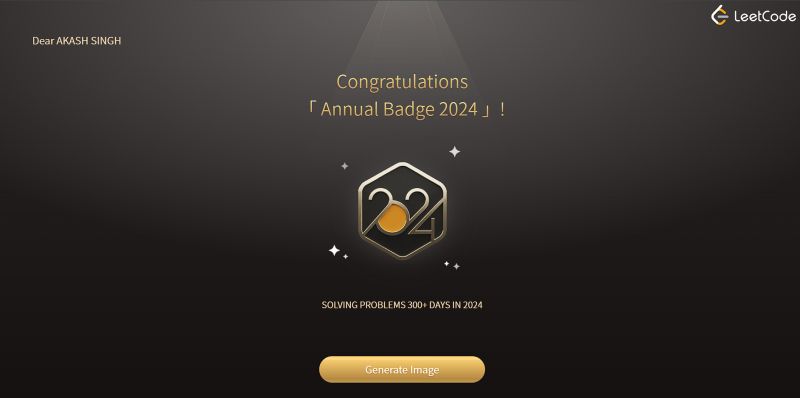 Akash Singh on LinkedIn: 🎉 Just Earned the Annual Badge on LeetCode! 🎉 ... Akash Singh on LinkedIn: 🎉 Just Earned the Annual Badge on LeetCode! 🎉 ...