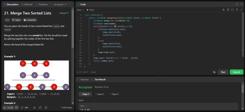 #100daysofcode #leetcode #java #linkedlist #mergelists #cleancode ... #100daysofcode #leetcode #java #linkedlist #mergelists #cleancode ...
