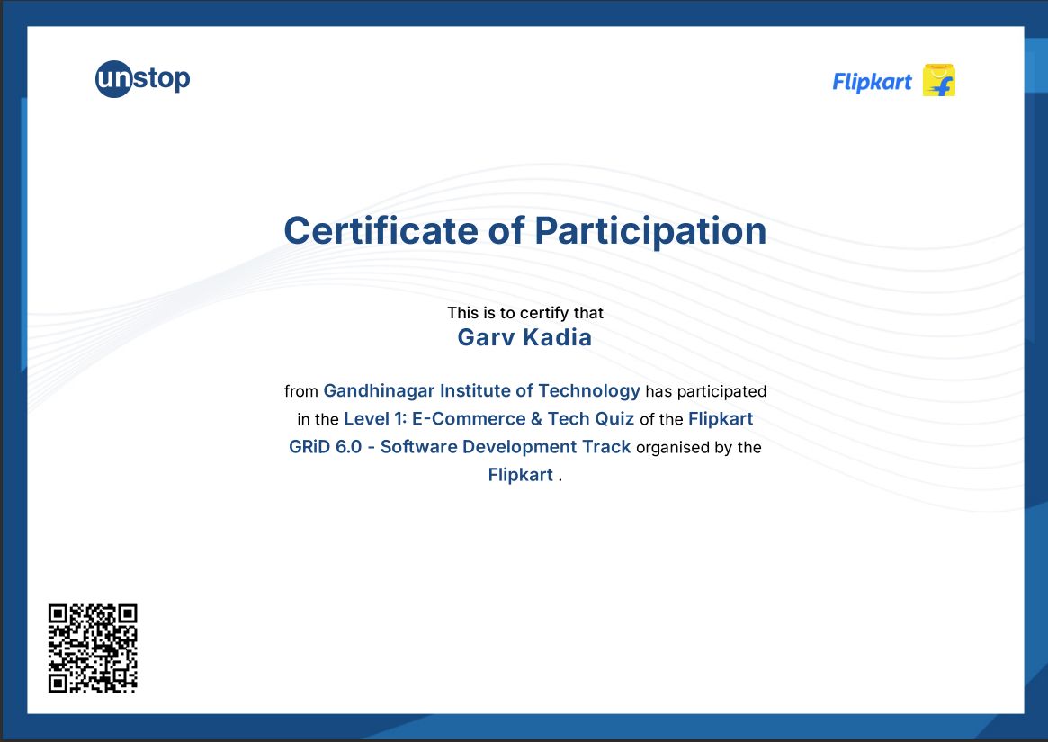 Garv Kadia on LinkedIn: #flipkartgrid #learning #ecommerce #techquiz # ... Garv Kadia on LinkedIn: #flipkartgrid #learning #ecommerce #techquiz # ...