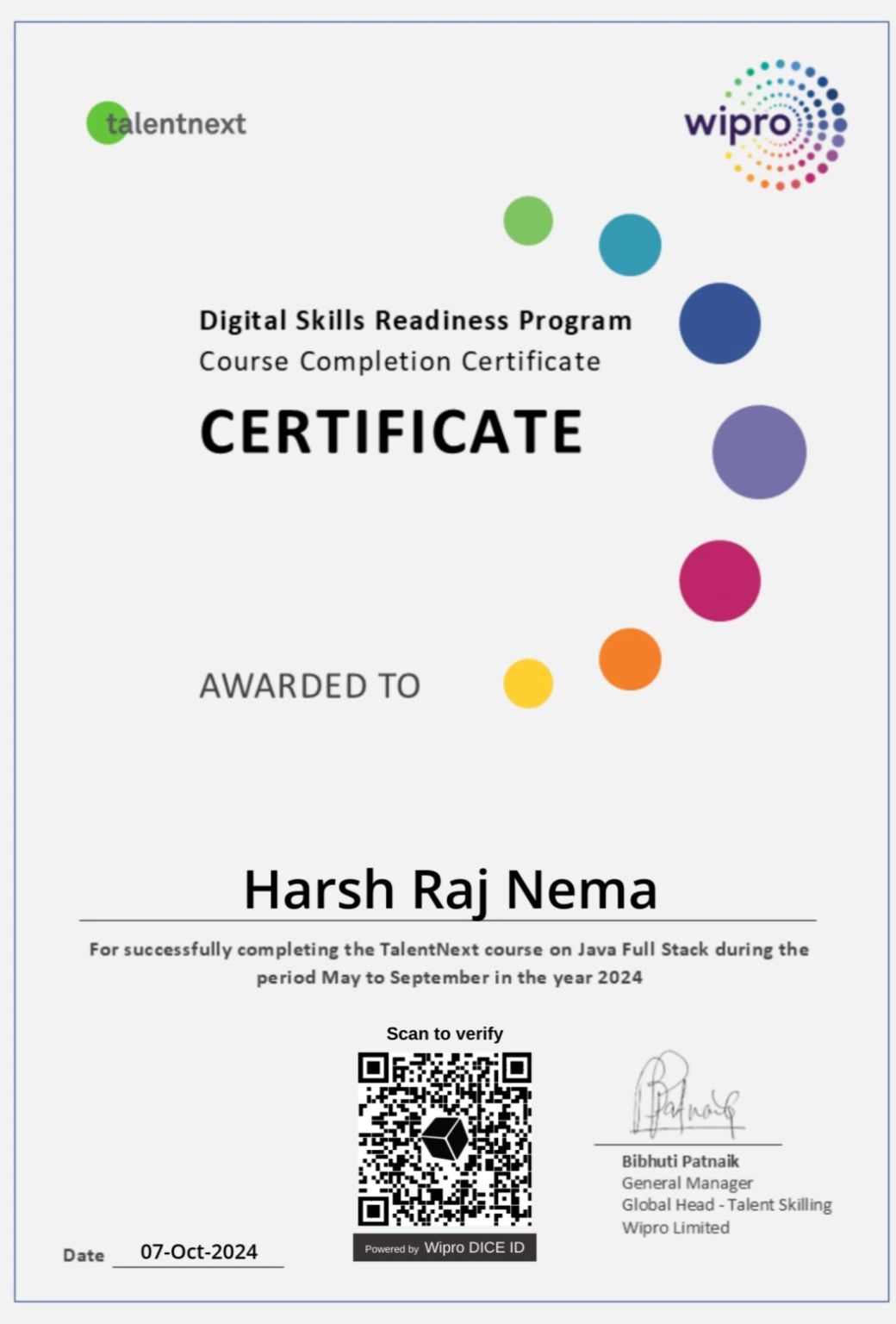 HARSH RAJ NEMA on LinkedIn: #wipro #talentnext #javafullstack # ... HARSH RAJ NEMA on LinkedIn: #wipro #talentnext #javafullstack # ...