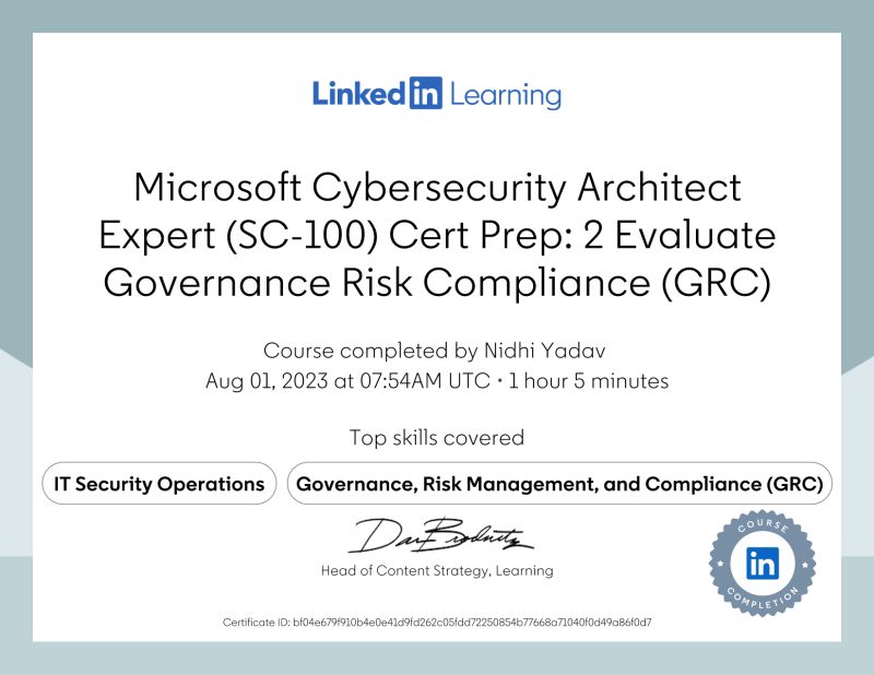 Nidhi Yadav on LinkedIn: Certificate of Completion Nidhi Yadav on LinkedIn: Certificate of Completion