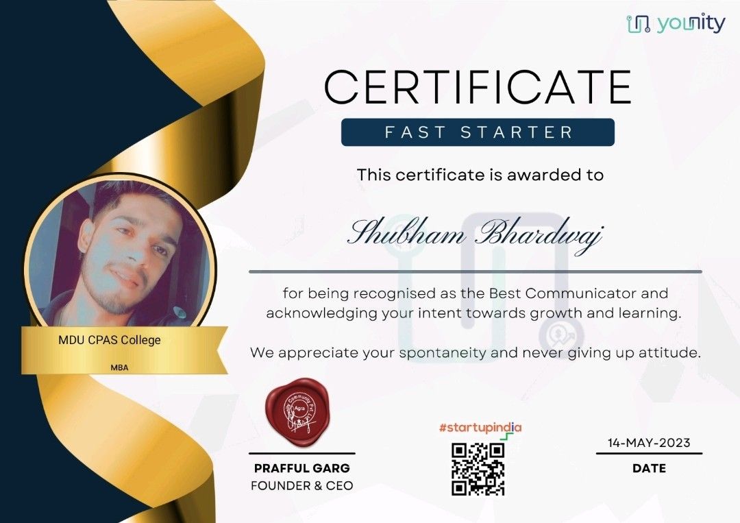 Shubham Bhardwaj on LinkedIn: #younity Shubham Bhardwaj on LinkedIn: #younity
