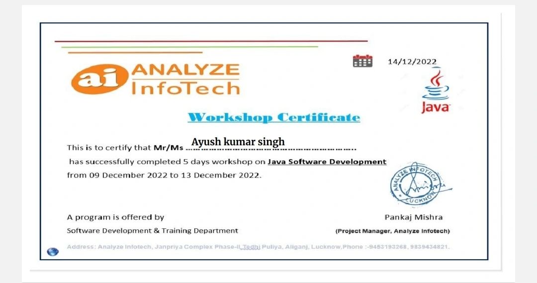 Ayush kumar Singh on LinkedIn: complete java workshop Ayush kumar Singh on LinkedIn: complete java workshop