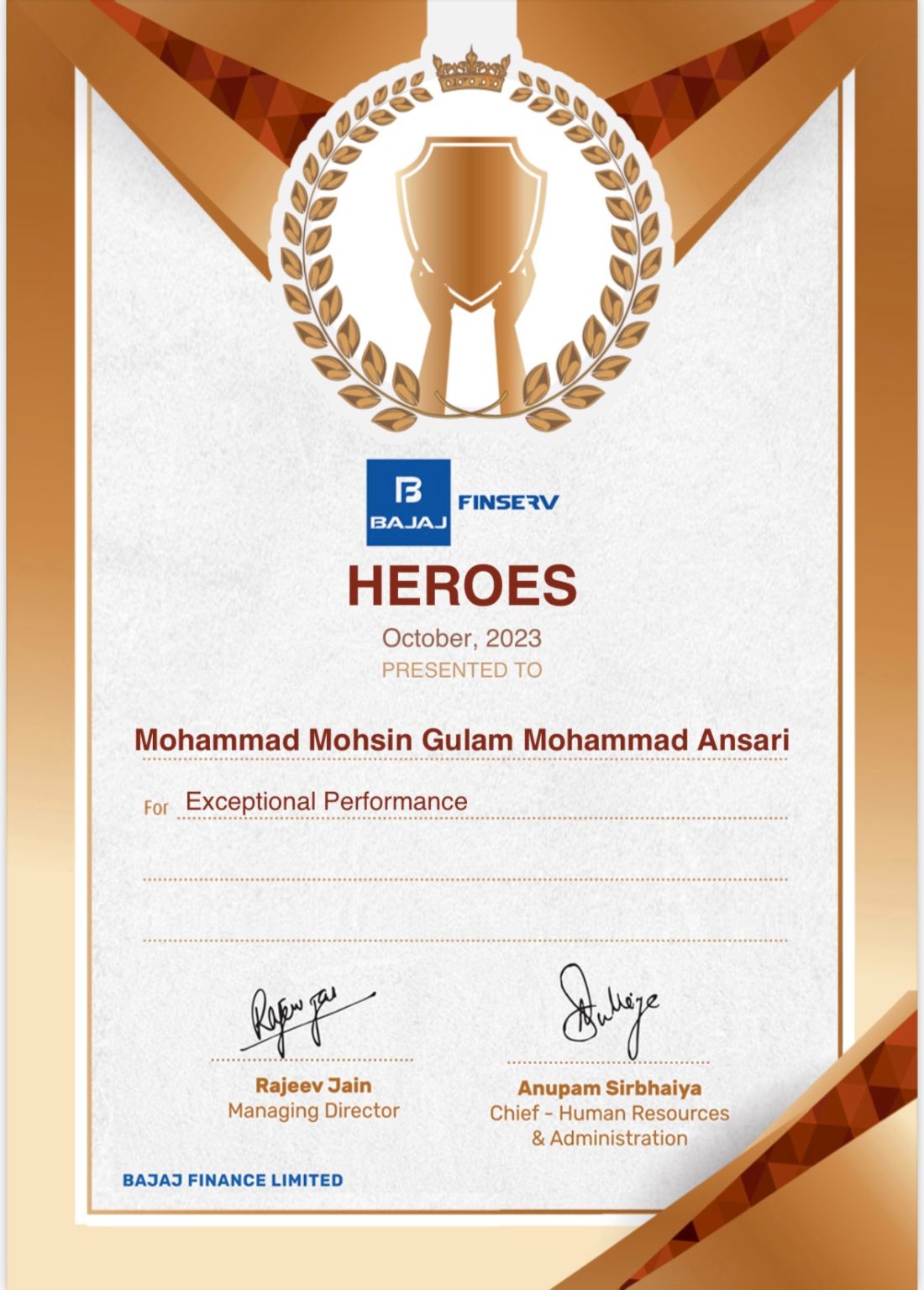 Mohsin Ansari on LinkedIn: #heroes #bajajfinserv #award #champ | 23 ... Mohsin Ansari on LinkedIn: #heroes #bajajfinserv #award #champ | 23 ...