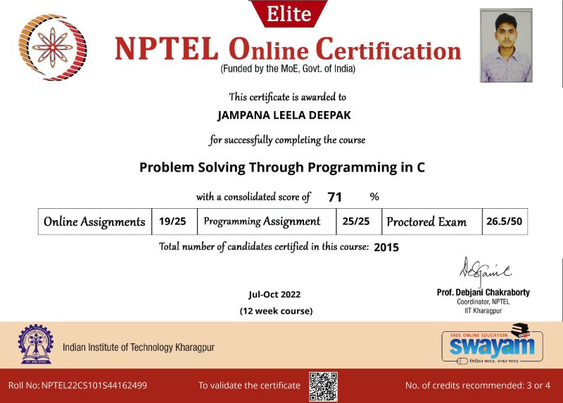 Jampana Leela Deepak on LinkedIn: #programming #cprogramming #nptel # ... Jampana Leela Deepak on LinkedIn: #programming #cprogramming #nptel # ...