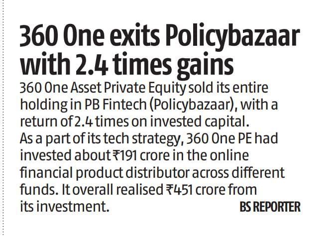 360 ONE Asset Private Equity exits PB Fintech | 360 ONE Asset posted on ... 360 ONE Asset Private Equity exits PB Fintech | 360 ONE Asset posted on ...