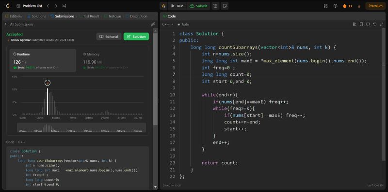 🚀Just Solved problem 2962: Count Subarrays Where Max Element Appears at ... 🚀Just Solved problem 2962: Count Subarrays Where Max Element Appears at ...