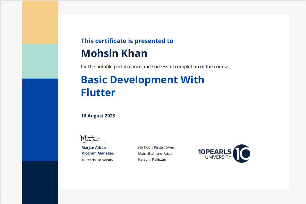 Mohsin Khan on LinkedIn: Another Flutter Training Certificate Thank you ... Mohsin Khan on LinkedIn: Another Flutter Training Certificate Thank you ...