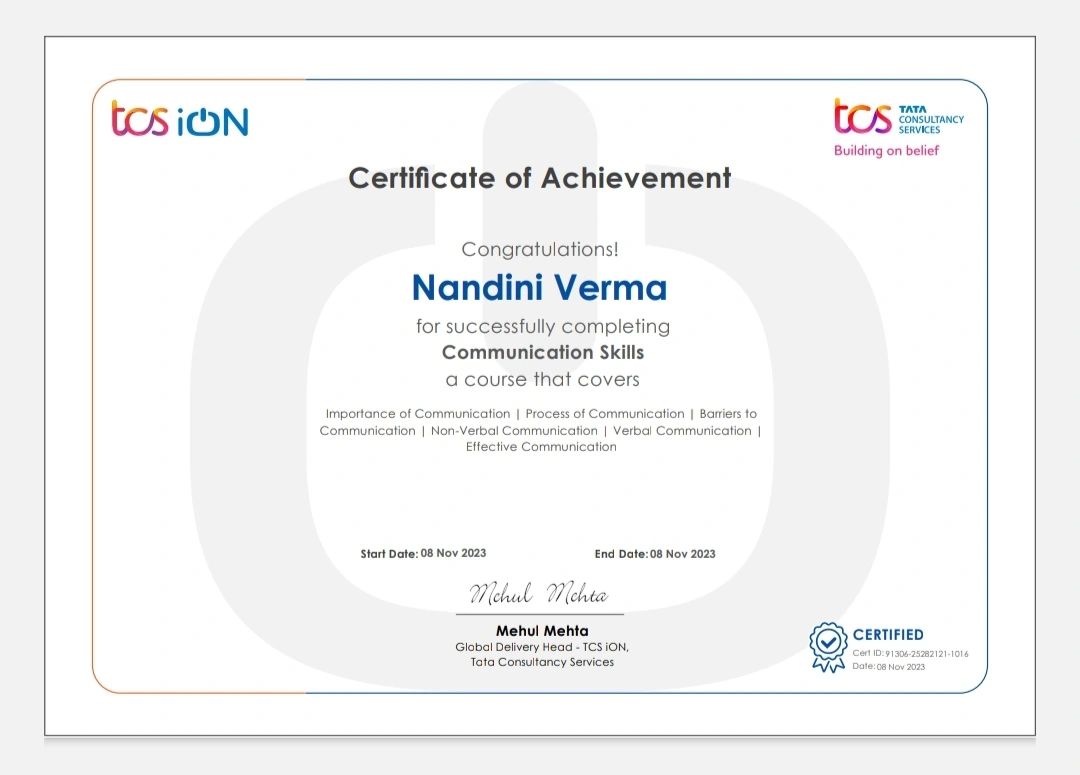 Nandini Verma on LinkedIn: #tcsion Nandini Verma on LinkedIn: #tcsion
