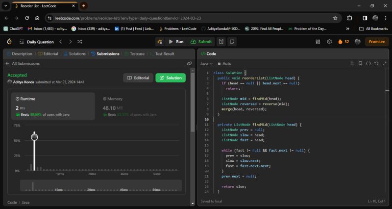 Day 33 of #50dayscodingchallenge: Reorder List | Aditya Konda posted on ... Day 33 of #50dayscodingchallenge: Reorder List | Aditya Konda posted on ...