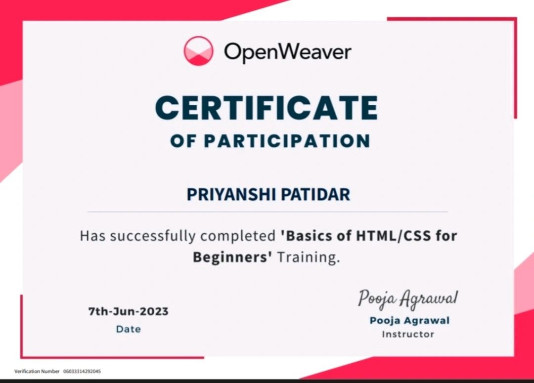 priyanshi patidar on LinkedIn: #html #css #html #css #openweaver #training priyanshi patidar on LinkedIn: #html #css #html #css #openweaver #training
