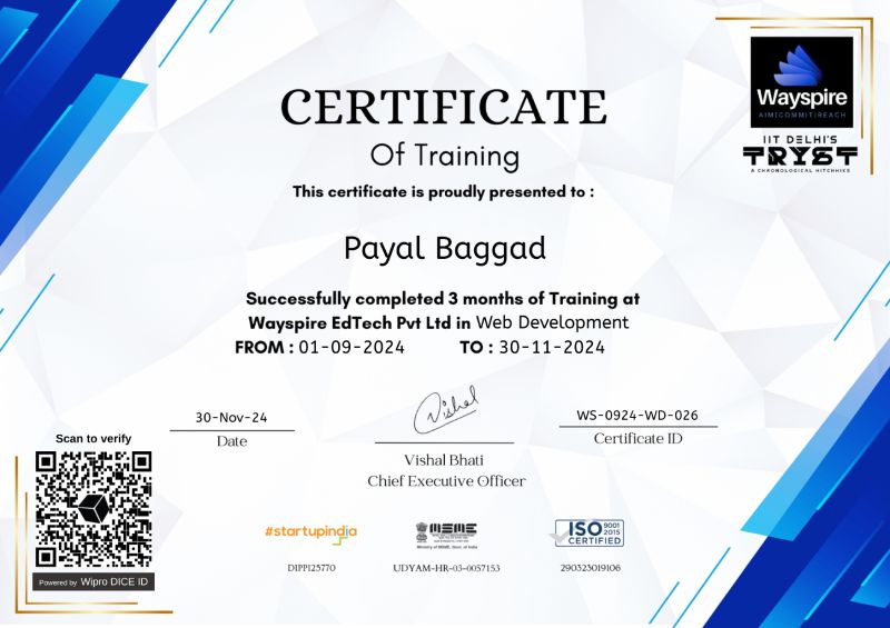 #webdevelopment #frontenddevelopment #internship #wayspire | Payal Baggad #webdevelopment #frontenddevelopment #internship #wayspire | Payal Baggad