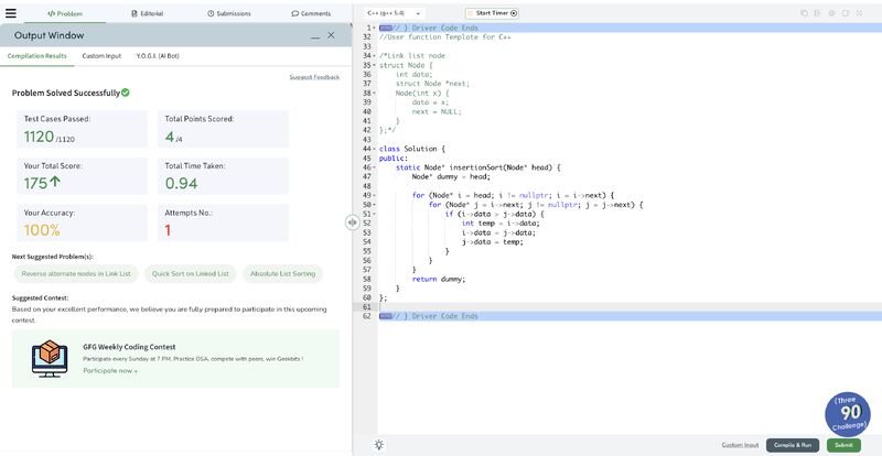 Harnoor Kaur on LinkedIn: Problem: Insertion Sort for Singly Linked ... Harnoor Kaur on LinkedIn: Problem: Insertion Sort for Singly Linked ...